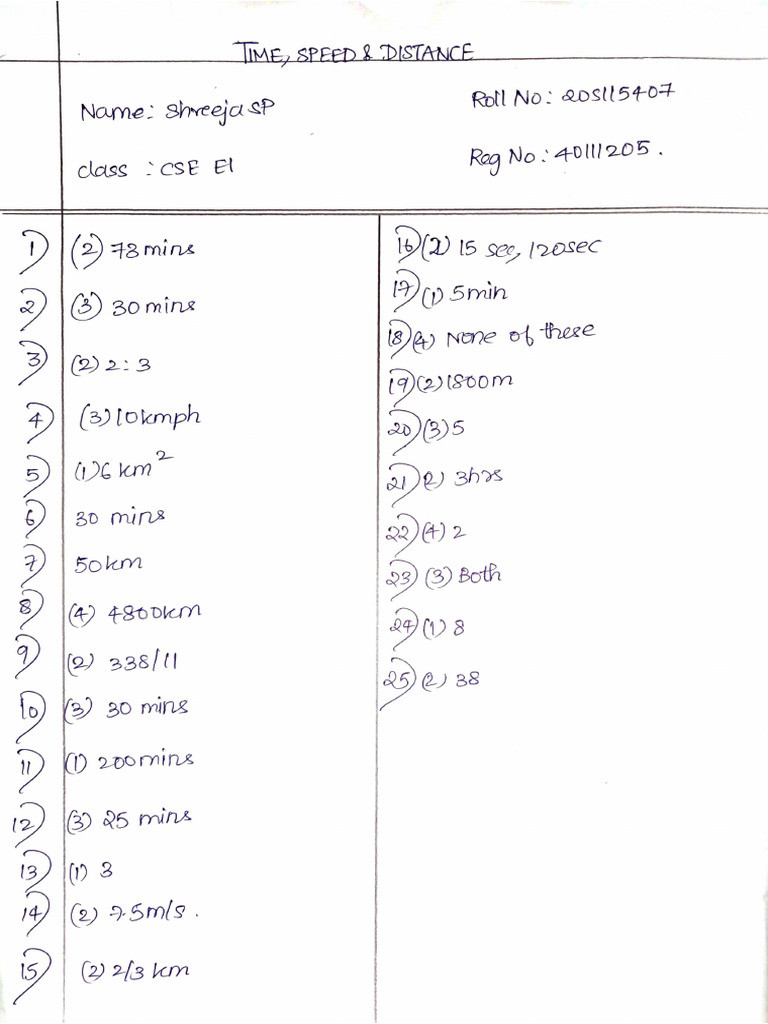 Time Speed Distance Pdf