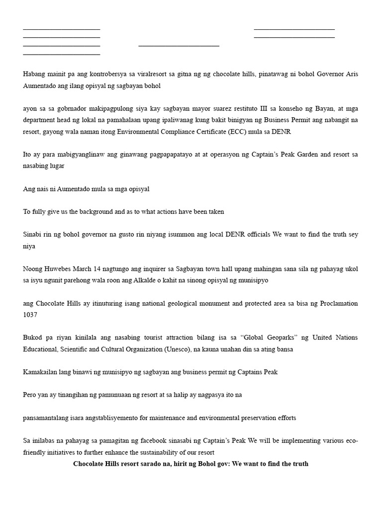 copyreading Filipino exercise1 | PDF
