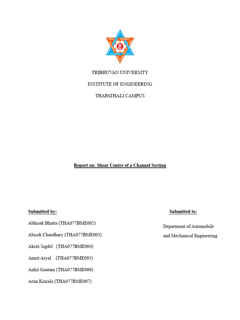 Shear Center of A Channel Section 1 | Download Free PDF | Bending ...