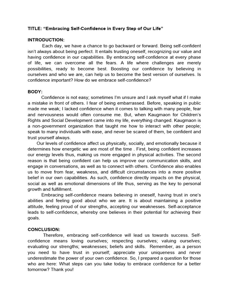 Embracing Self-Confidence Daily | PDF | Popular Psychology ...