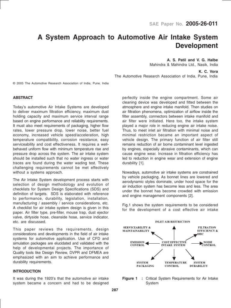 A System Approach To Automotive Air Intake System Development | PDF ...