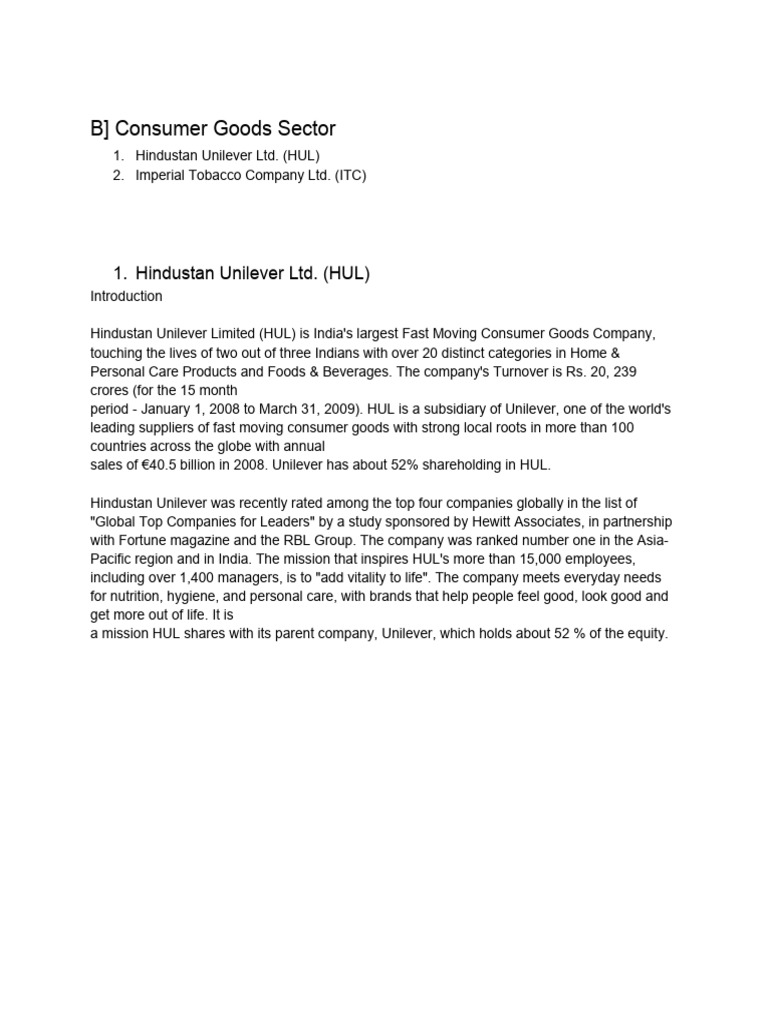 Consumer Goods Sector (FM) MR | PDF