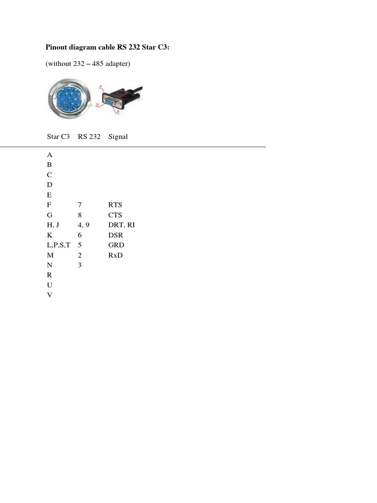 Pinout Diagram Cable RS 232 Star C3 | PDF | Anti Lock Braking System ...