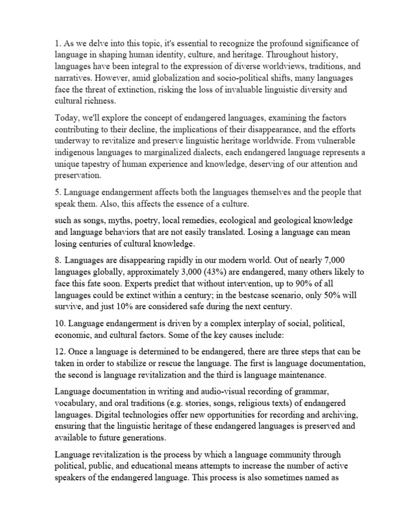Endangered Language | PDF | Human Communication | Linguistics