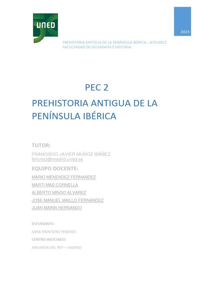 PEC 2 Sara Montoro Yebenes | PDF | Edad de Piedra | Paleolítico