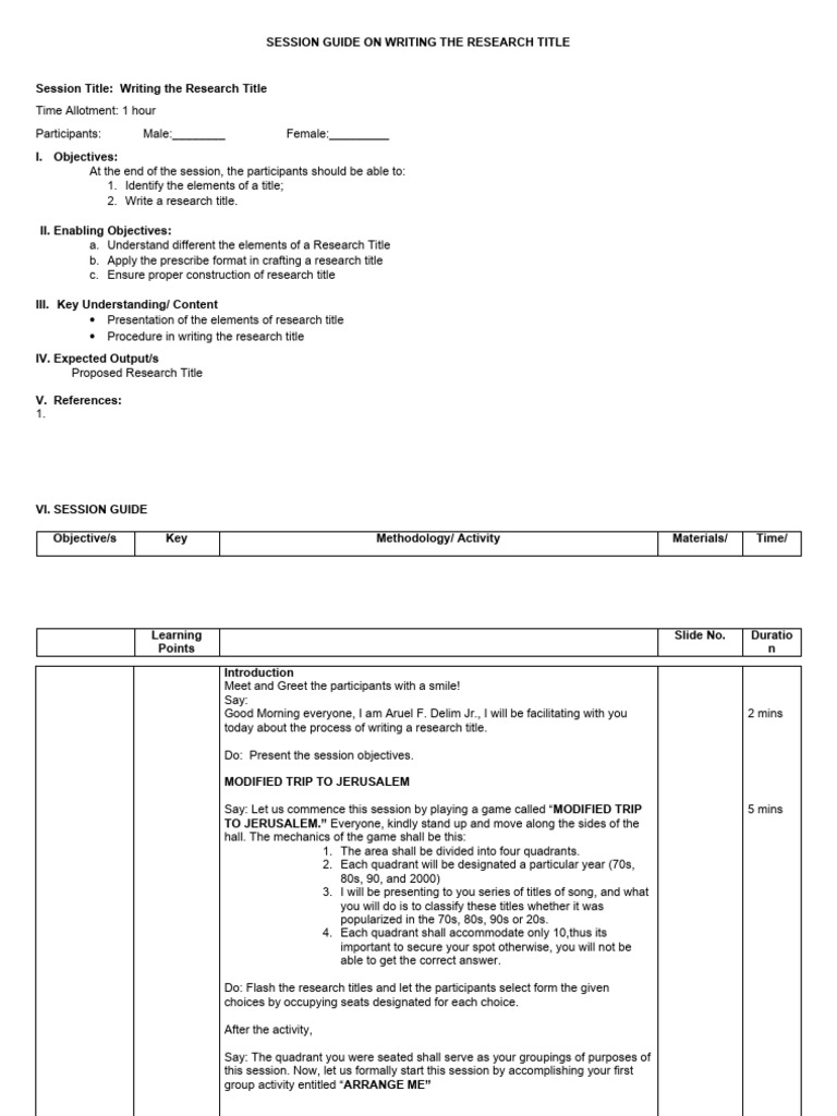 Session Guide - Delim J A | PDF | Science | Methodology