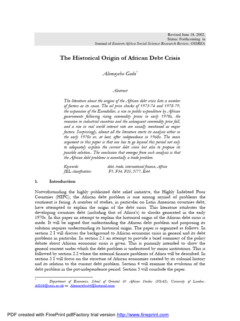 Journal OSSREA June18Revised | PDF | Heavily Indebted Poor Countries | Debt