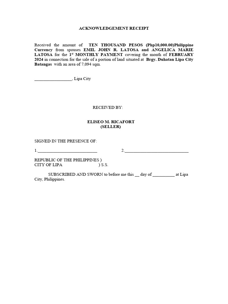 Acknowledgement Receipt Feb5 | PDF | Technology & Engineering