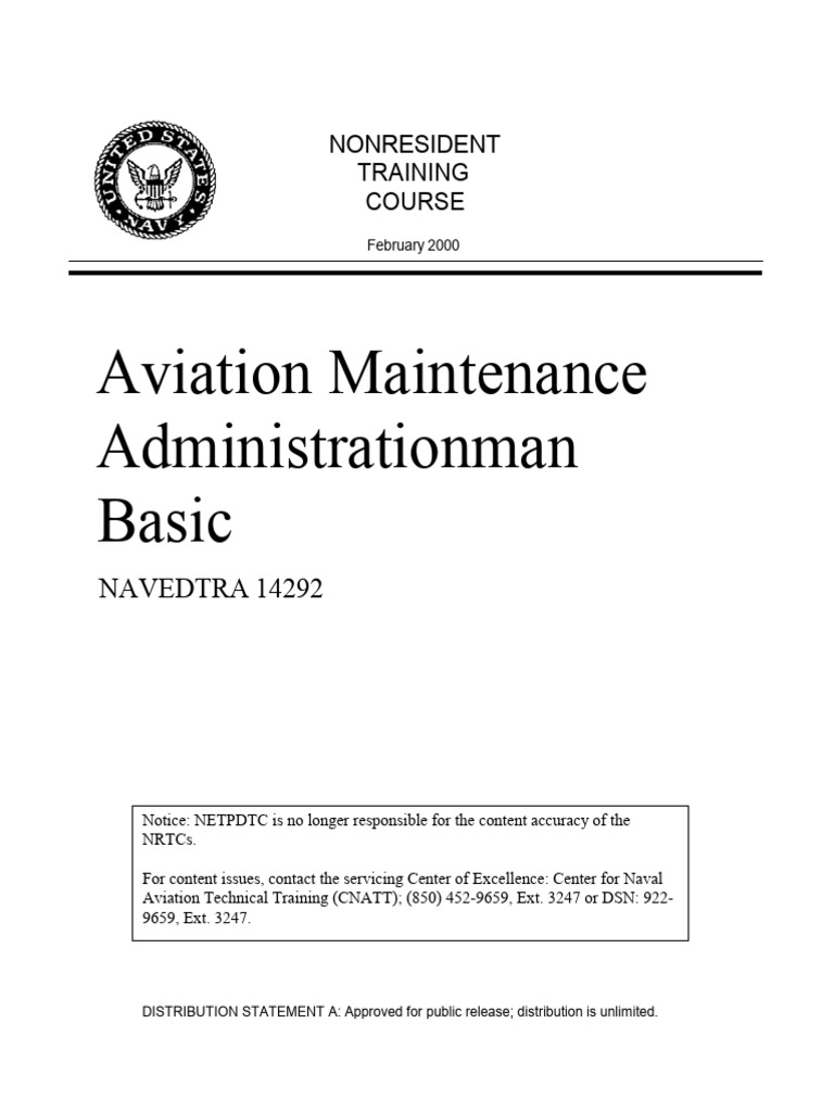 NAVEDTRA 14292 Aviation Maintenance Administrationman Basic | PDF ...