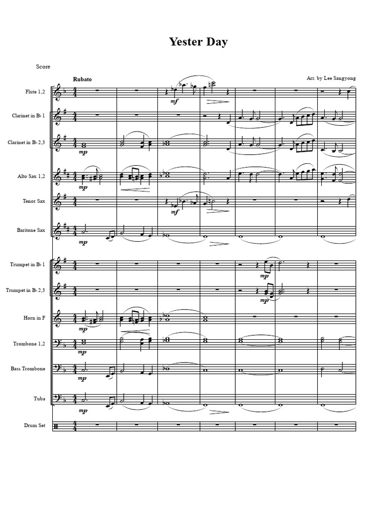 Yesterday Score | PDF | Instruments de musique