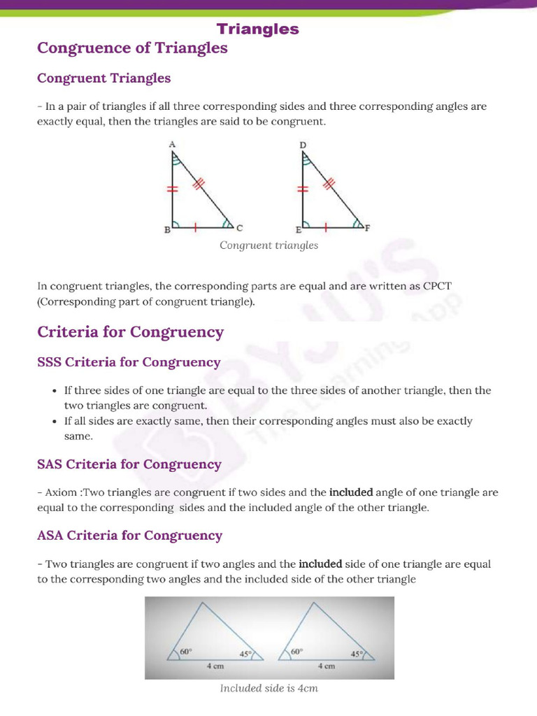 Triangles Class 9 Pdf