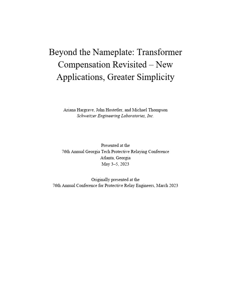 Transformer Compensation Simplified | PDF | Matrix (Mathematics ...