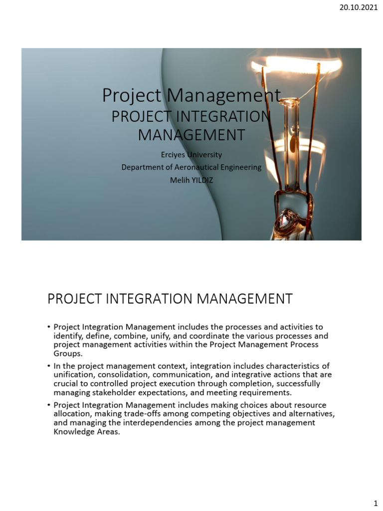 Project Integration Management Overview | PDF | Project Management | Risk