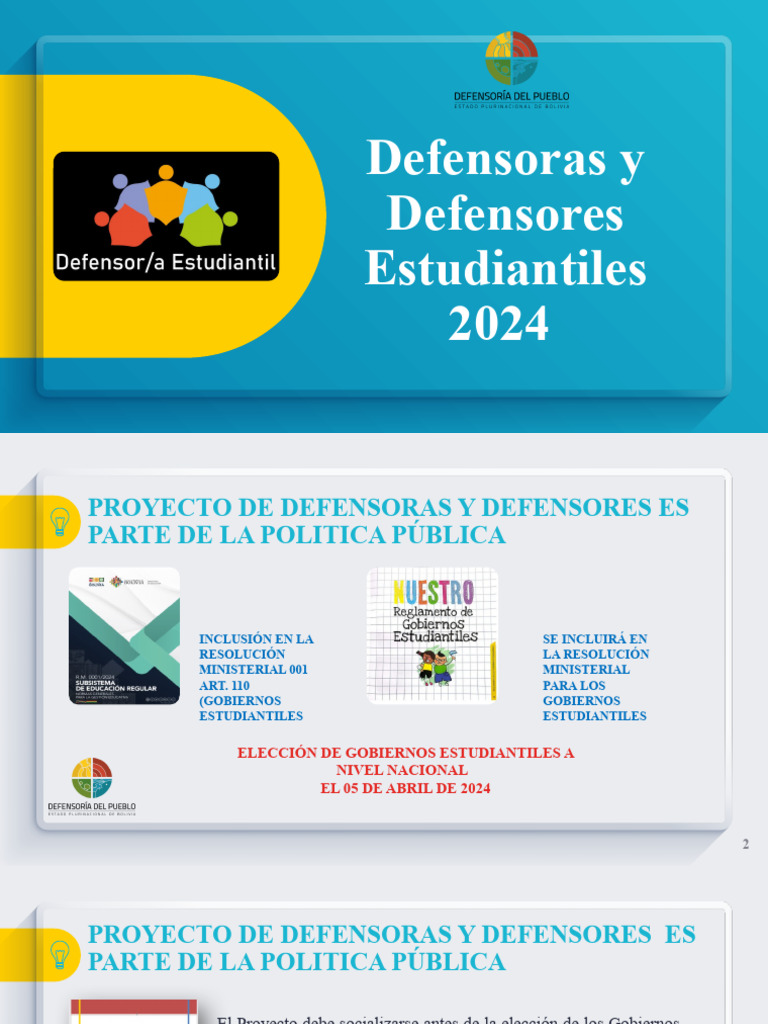 Presentación Proyecto Defensores 2024 Tee | PDF | Democracia ...