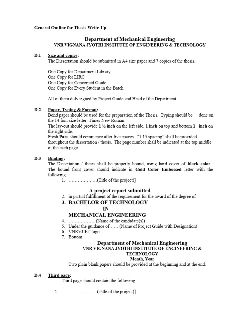 B.Tech Project Thesis Preparation Guidelines | PDF | Thesis | Writing