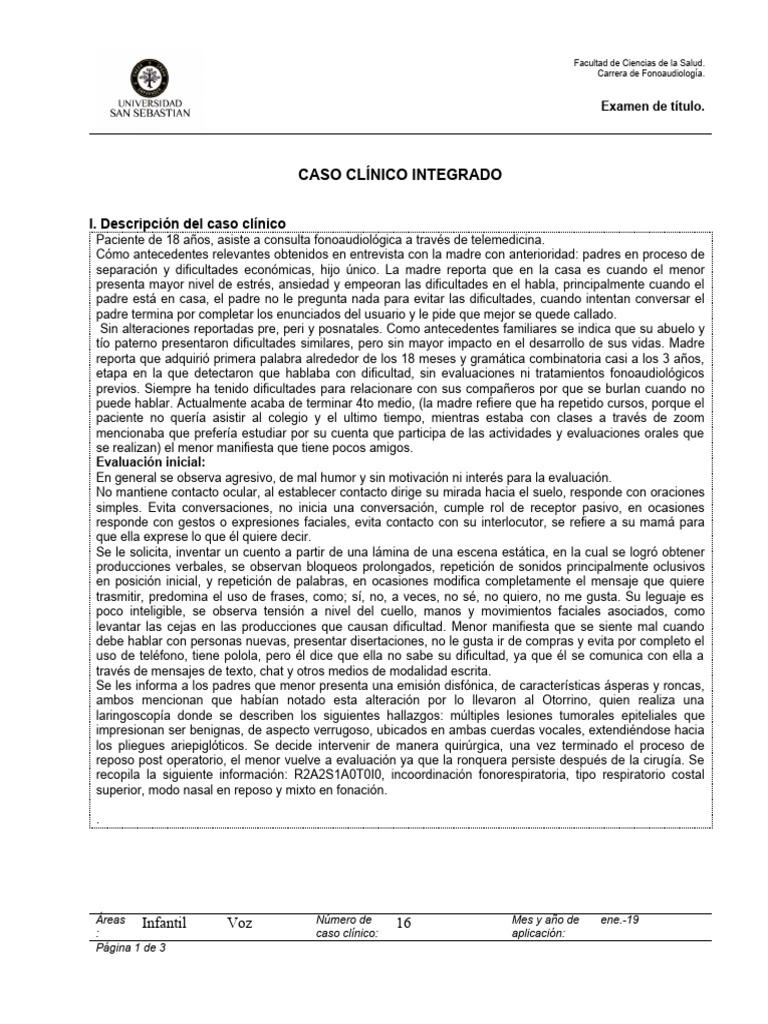 Caso Clinico 1 | PDF | Evaluación | Diagnostico medico