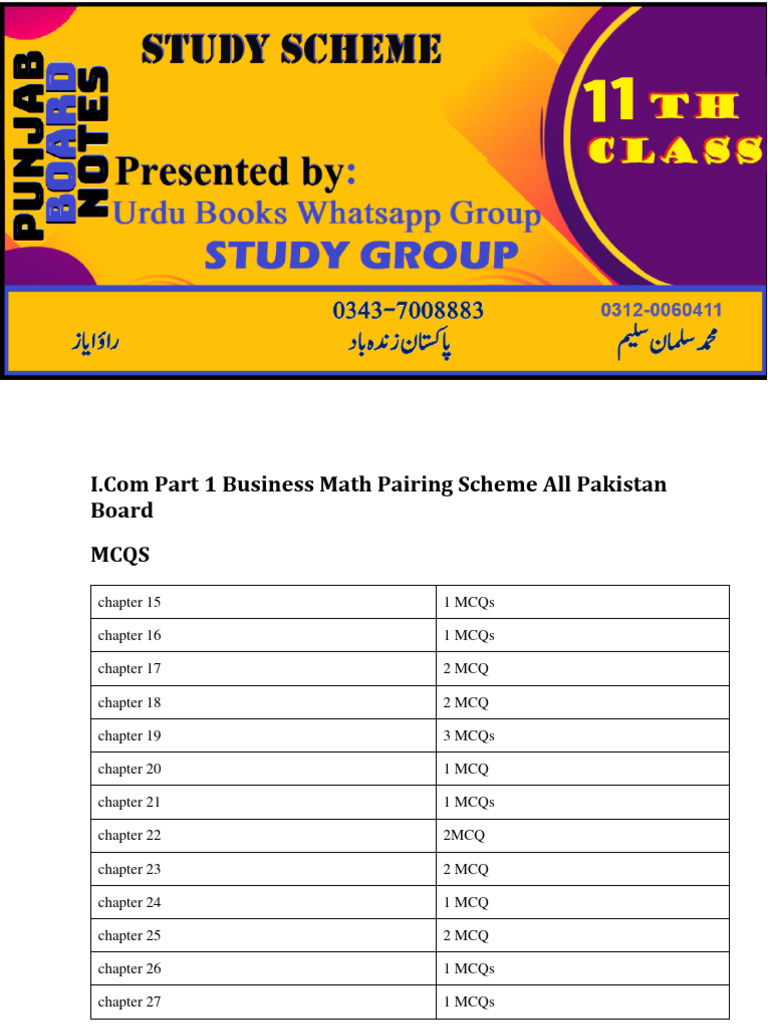 11th +ICS Pairing Scheme + Paper Pattern 2024 All Boards | PDF ...