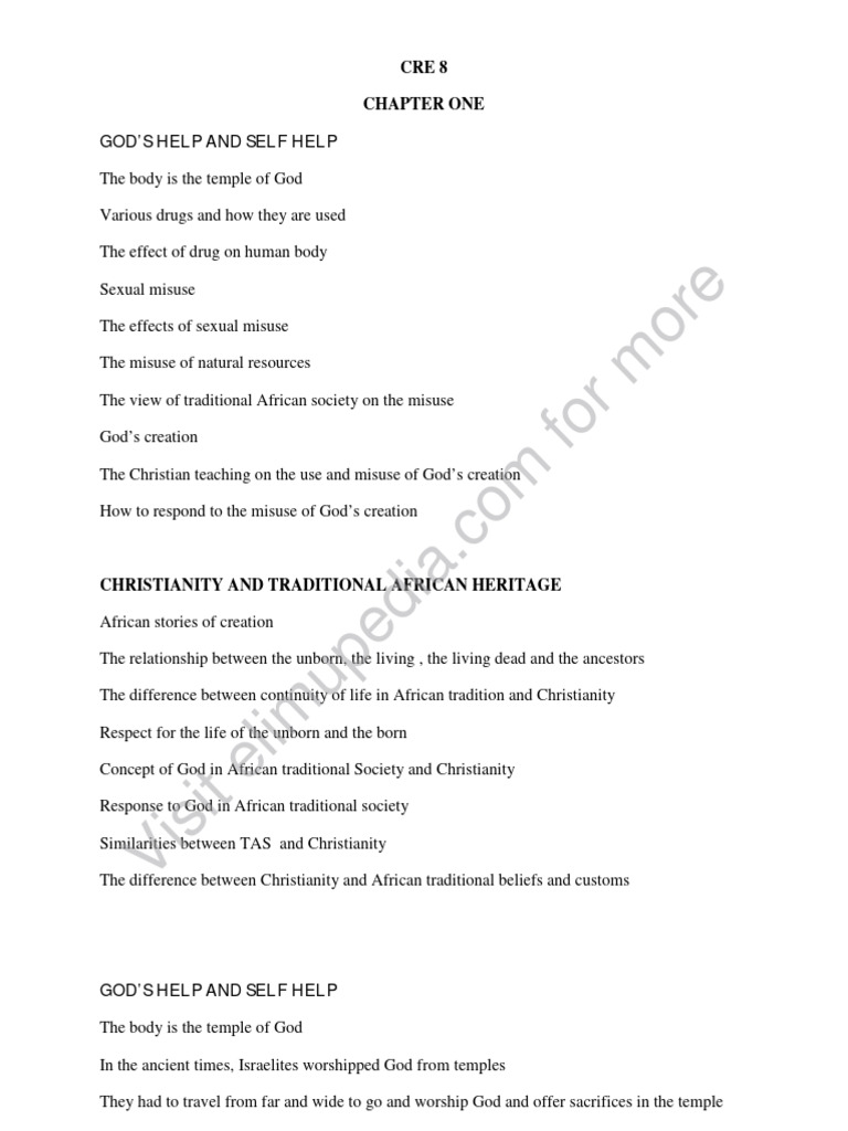 CBC Grade 8 CRE Notes | PDF | Prayer | Smoking