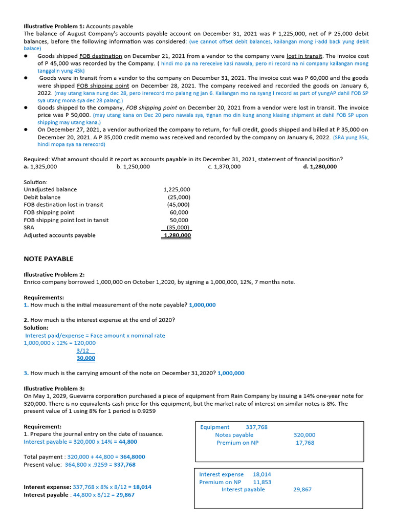 Accounts Payable and Notes Payable | PDF | Present Value | Interest