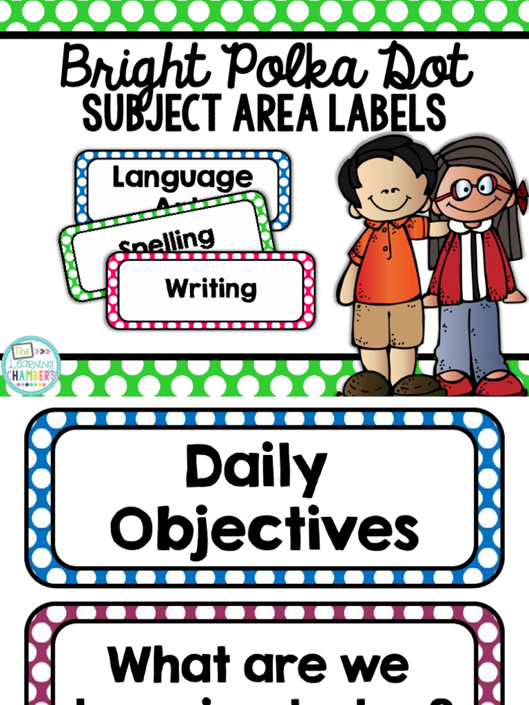Bright Polka Dot: Subject Area Labels | PDF