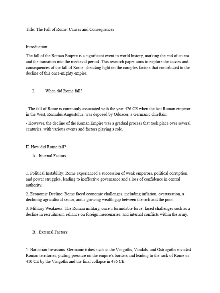 The Fall of Rome: Causes and Consequences | Download Free PDF | Roman ...