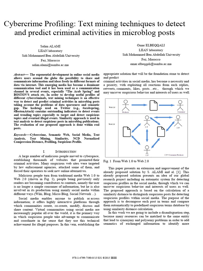 Cybercrime Profiling: Text Mining Techniques To Detect and Predict Criminal Activities in ...