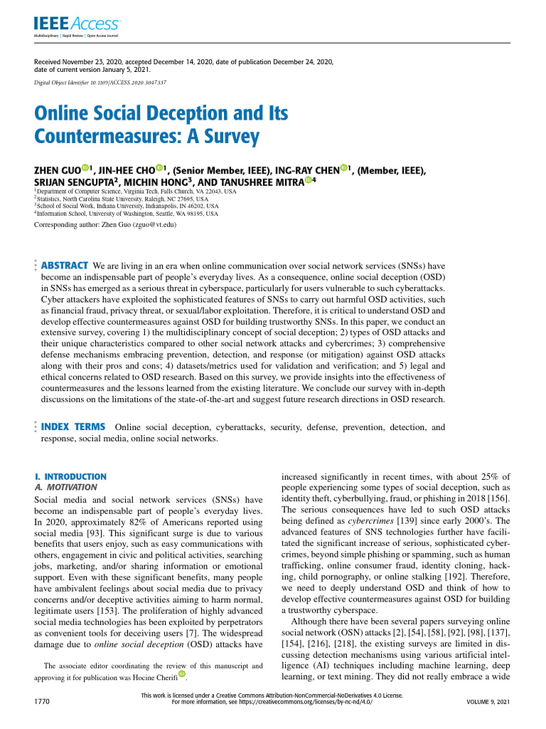 Online Social Deception and Its Countermeasures: A Survey | PDF ...