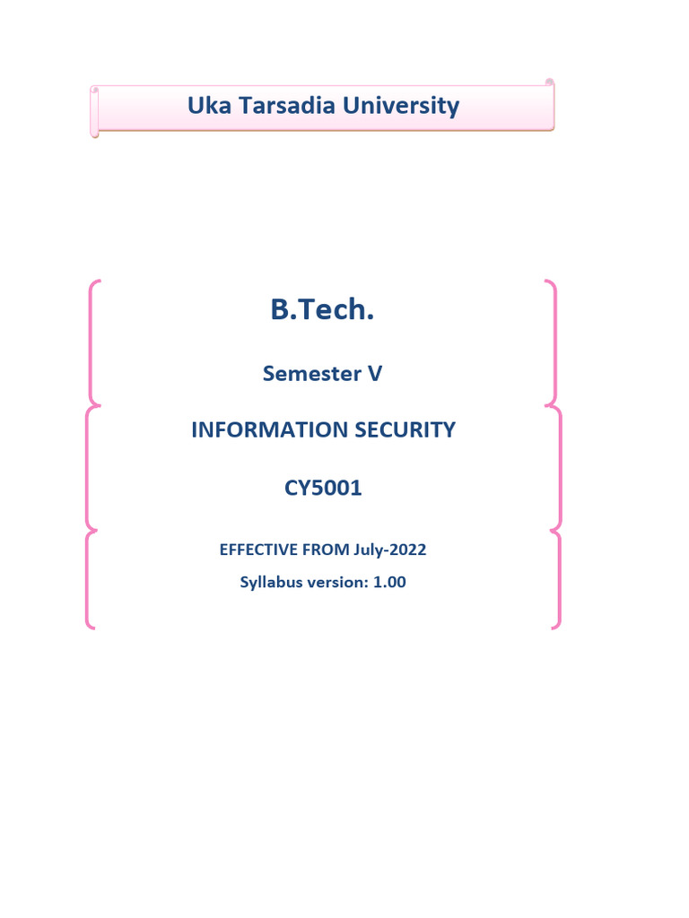 CY5001 - Information Security | PDF | Cryptography | Encryption