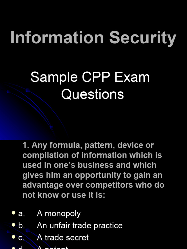 Information Security - Sample CPP Exam Questions | PDF | Trade Secret ...