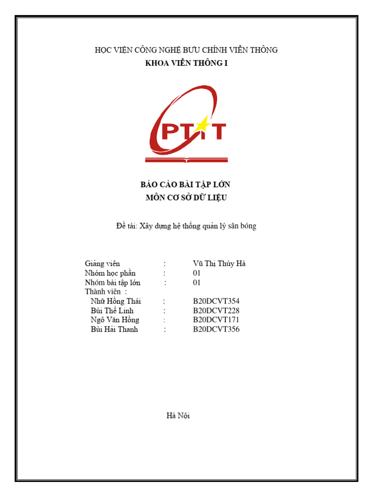 Báo Cáo BTL - CSDL - Nhóm 01 | PDF
