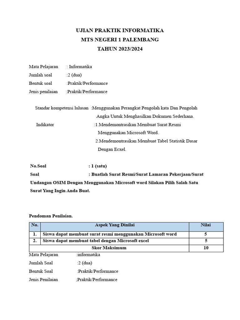 Ujian Praktik Informatika | PDF