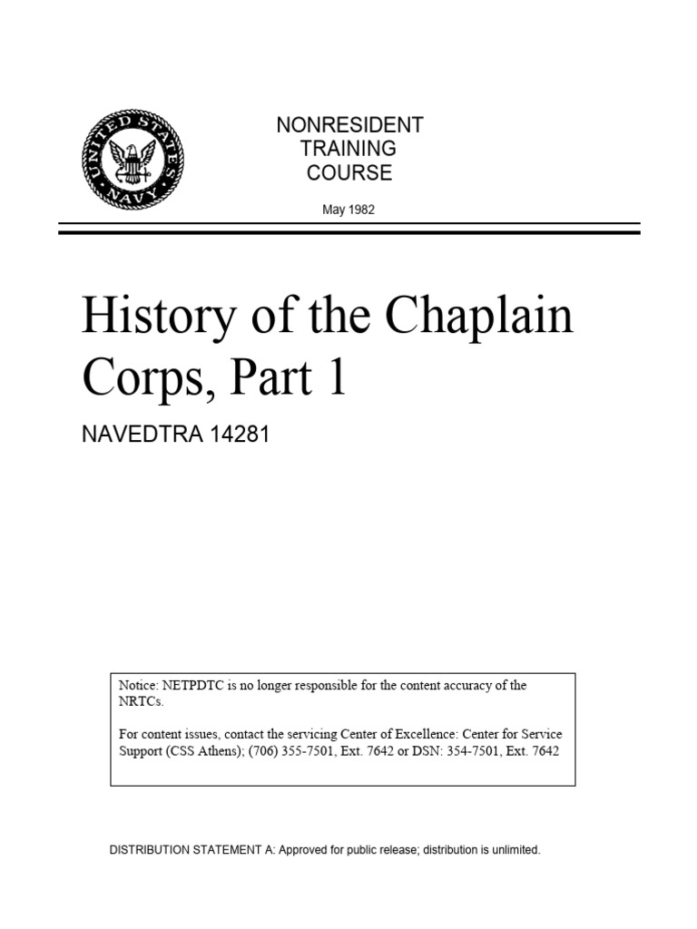NAVEDTRA 14281 History of The Chaplain Corps, Part 01 | PDF | Navies
