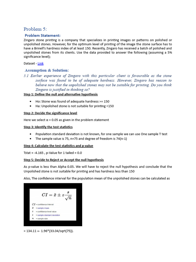 Advanced Statistics Business Report | PDF | Statistical Significance | Statistical Hypothesis ...