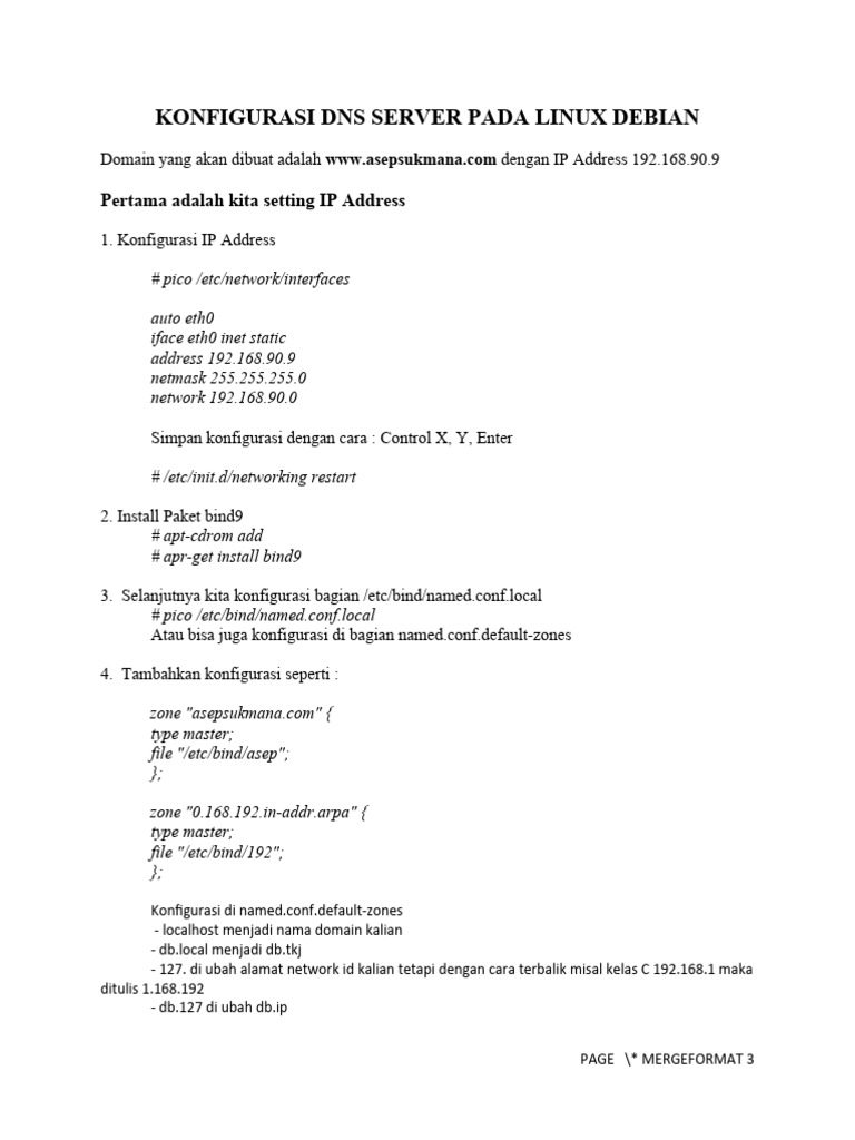 Konfigurasi DNS Server Pada Debian | PDF