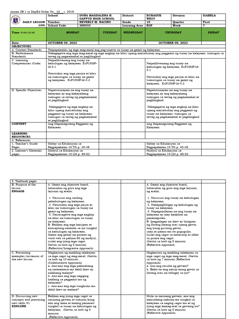 ESP-10 DLL Week6 | PDF