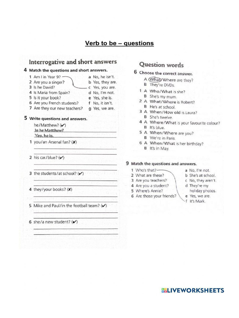 VERB TO BE SET 2 | PDF