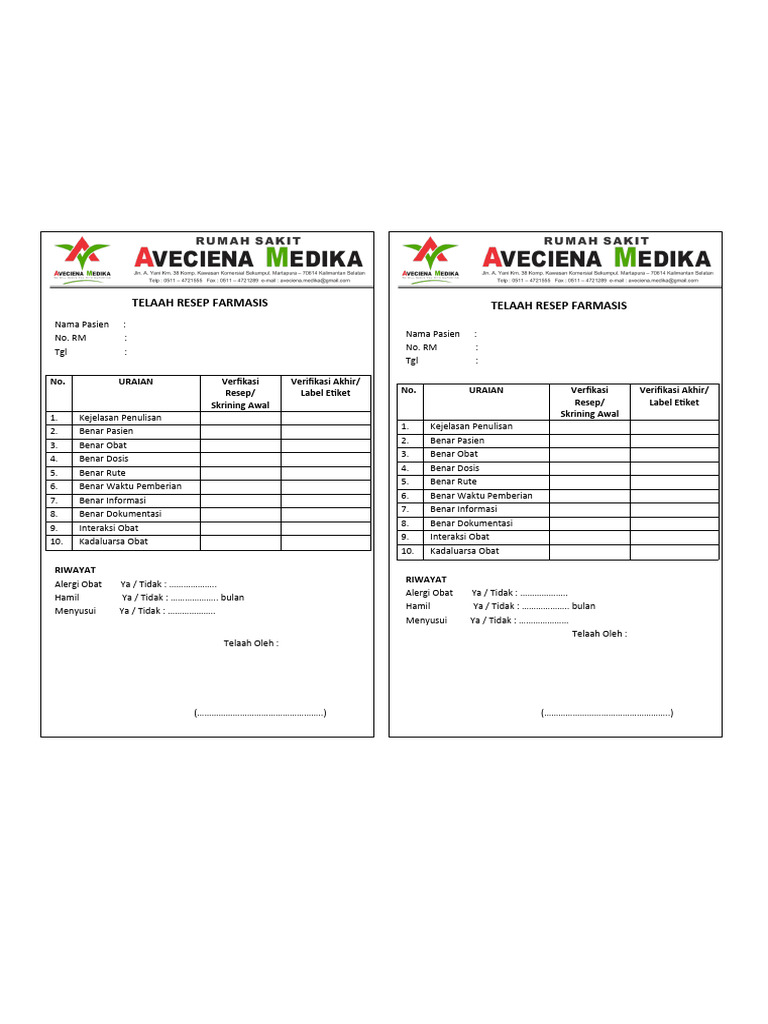Format Telaah Resep | PDF