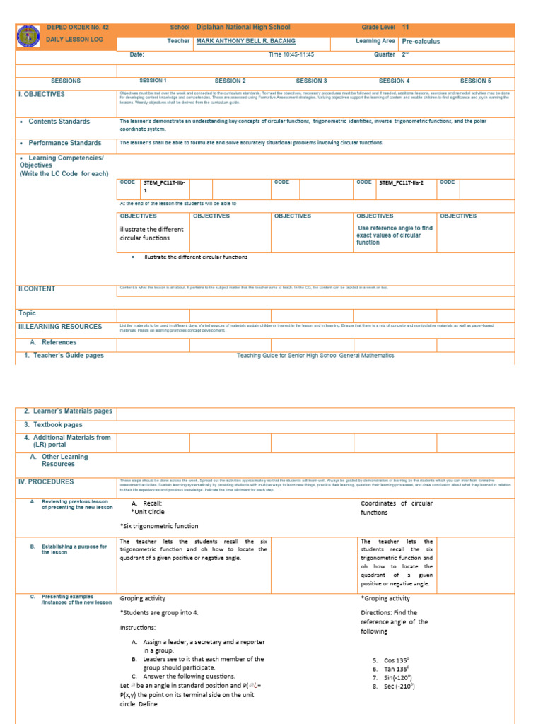 Week 4 | PDF | Trigonometric Functions | Learning