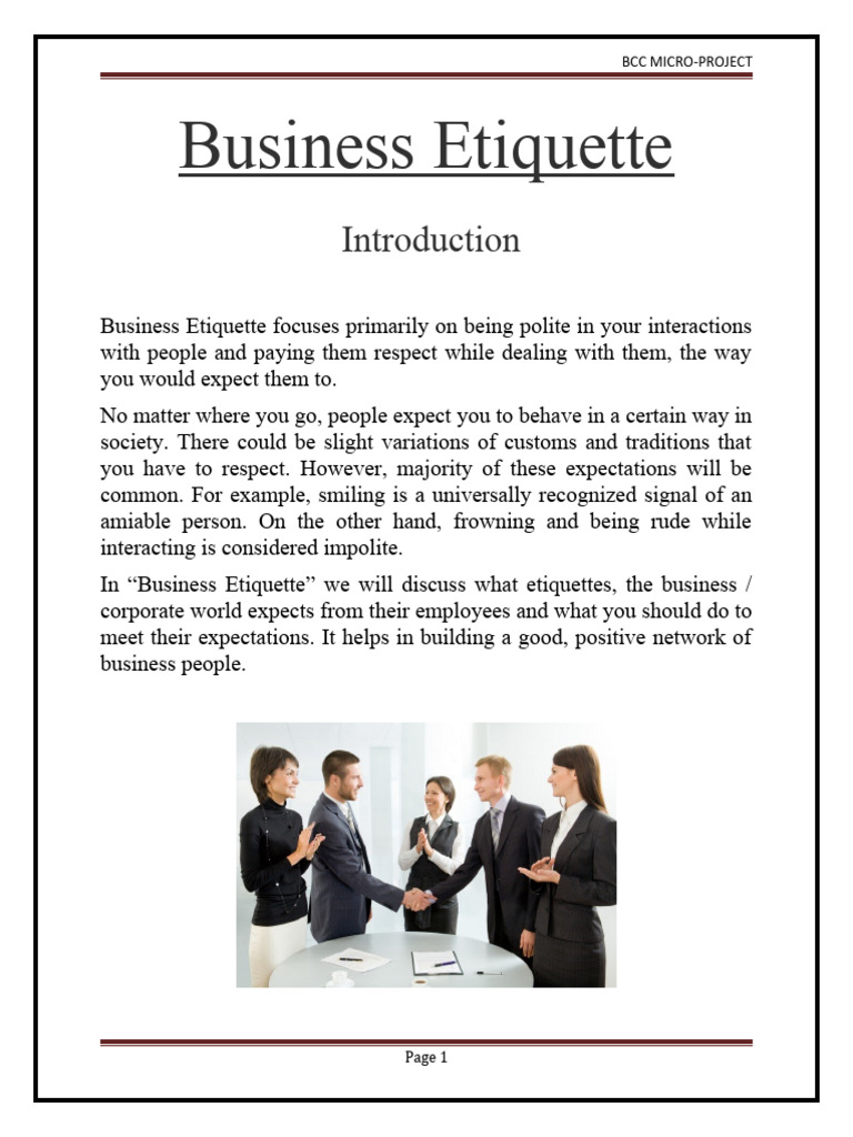 BCC - Micro Project | PDF | Thought | Etiquette