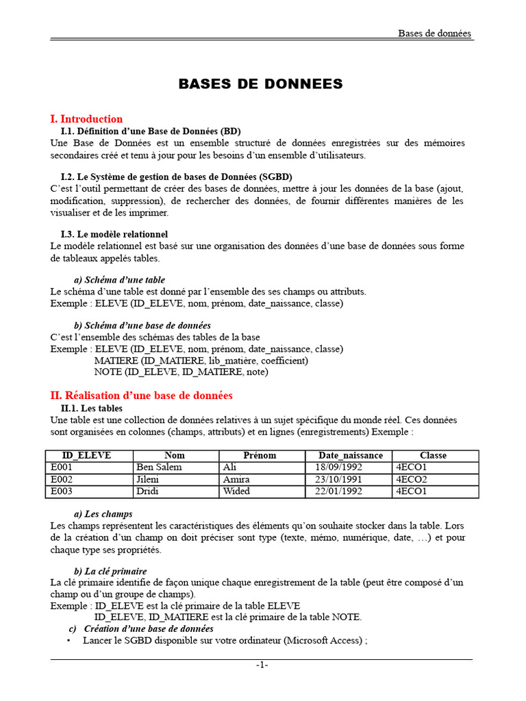 Bases de Donnees1 | Télécharger gratuitement PDF | Bases de données ...