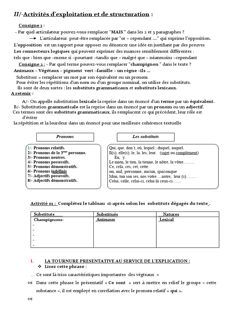 Fiches Projet 1 2AS | PDF | Pronom | Linguistique