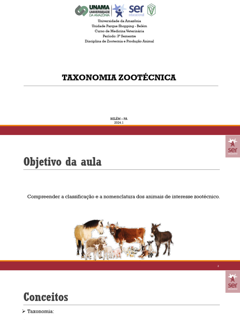 Aula 02 - Taxonomia Zootécnica | PDF | Taxonomia (Biologia) | Plantas