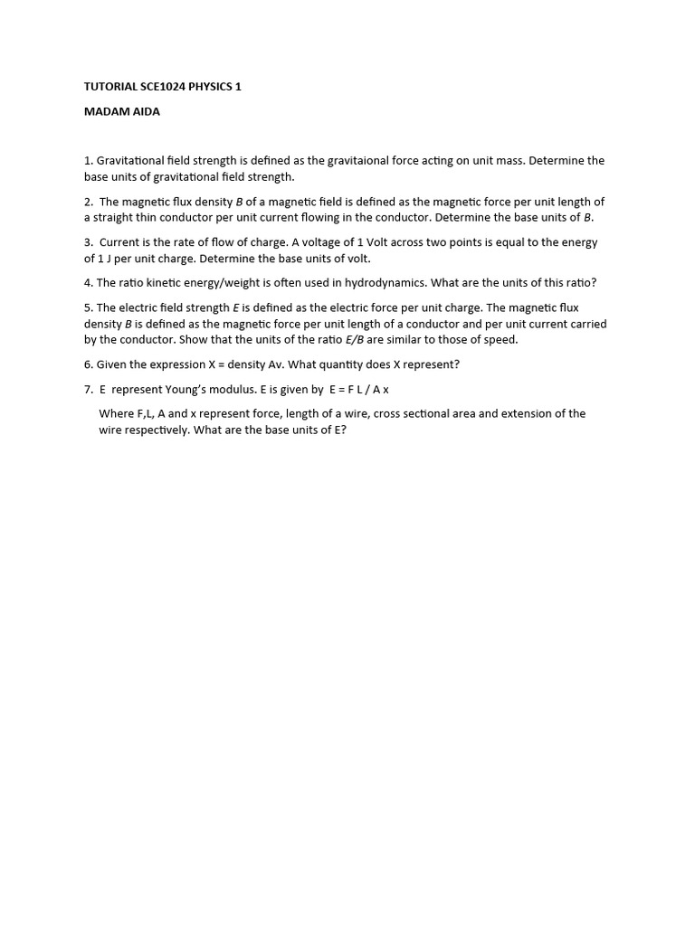 Physics 1 Base Units Tutorial | PDF | Teaching Methods & Materials ...