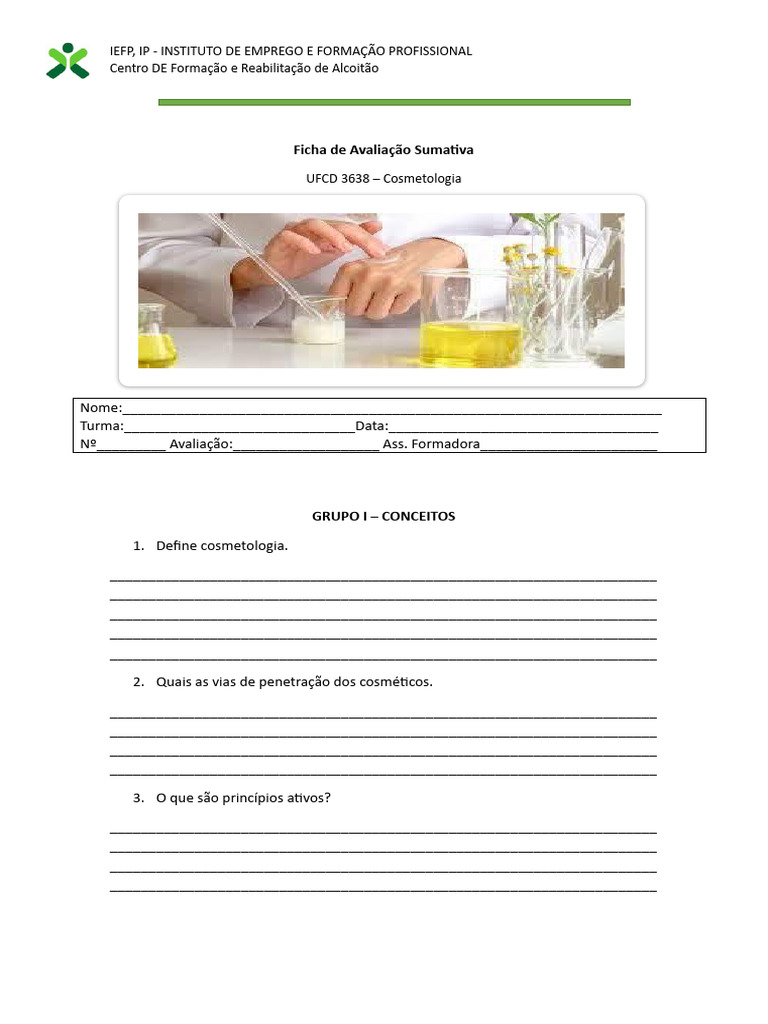 UFCD 3638 - Ficha de Avaliação Sumativa | PDF | Leite