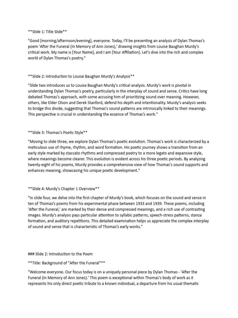 This Text Provides A Comprehensive Analysis of Dylan Thomas | PDF | Poetry