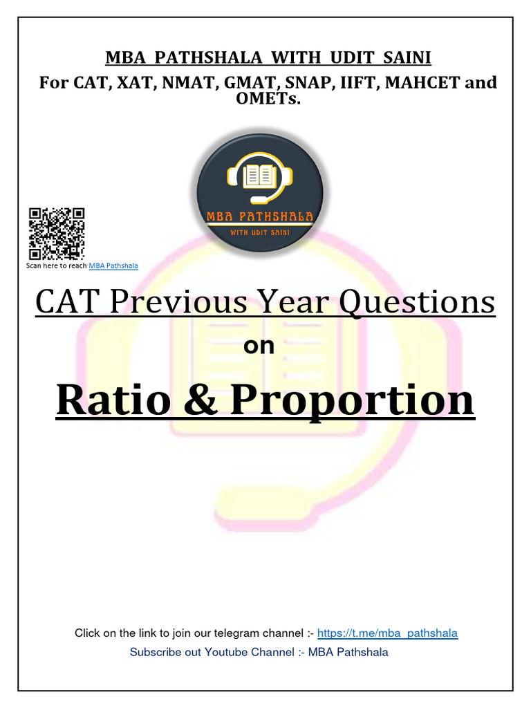 CAT Ratio Proportion Previous Year Questions Udit Sir | PDF | Rupee ...