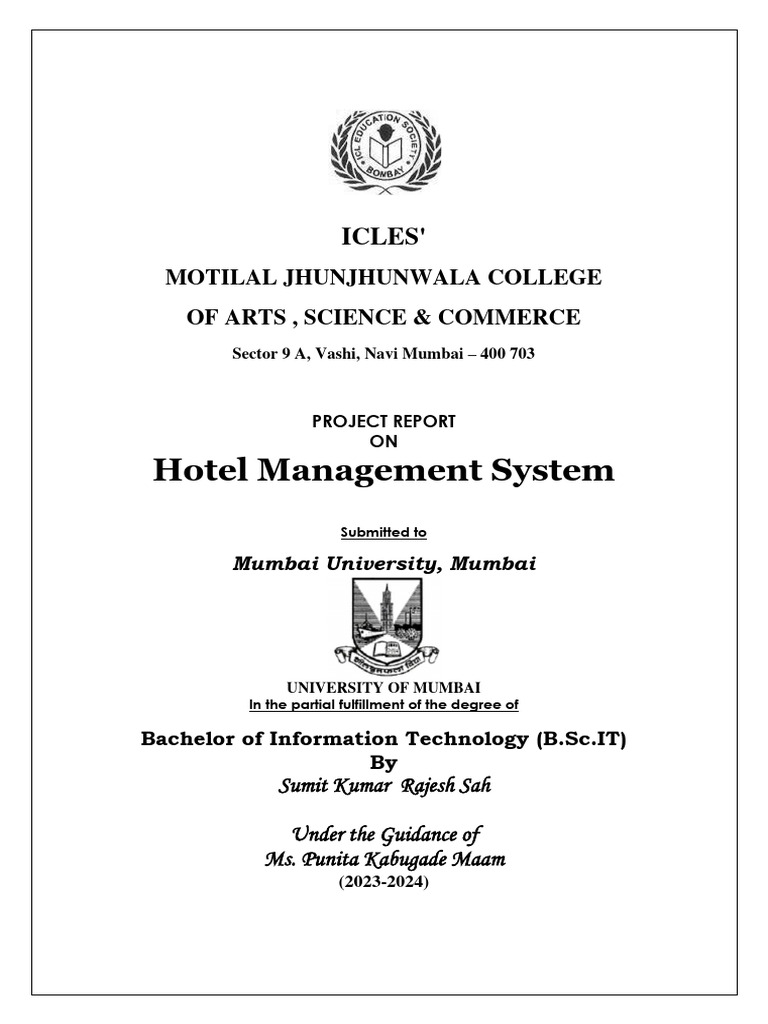 Hotel Management System Project by Sumit Sah | PDF | Java (Programming Language) | Databases