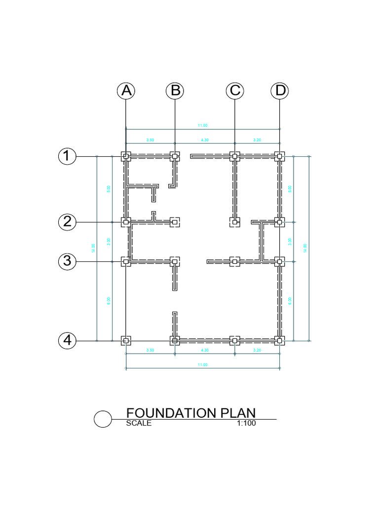 A B C D: Foundation Plan | PDF | Composite Material | Architectural Elements