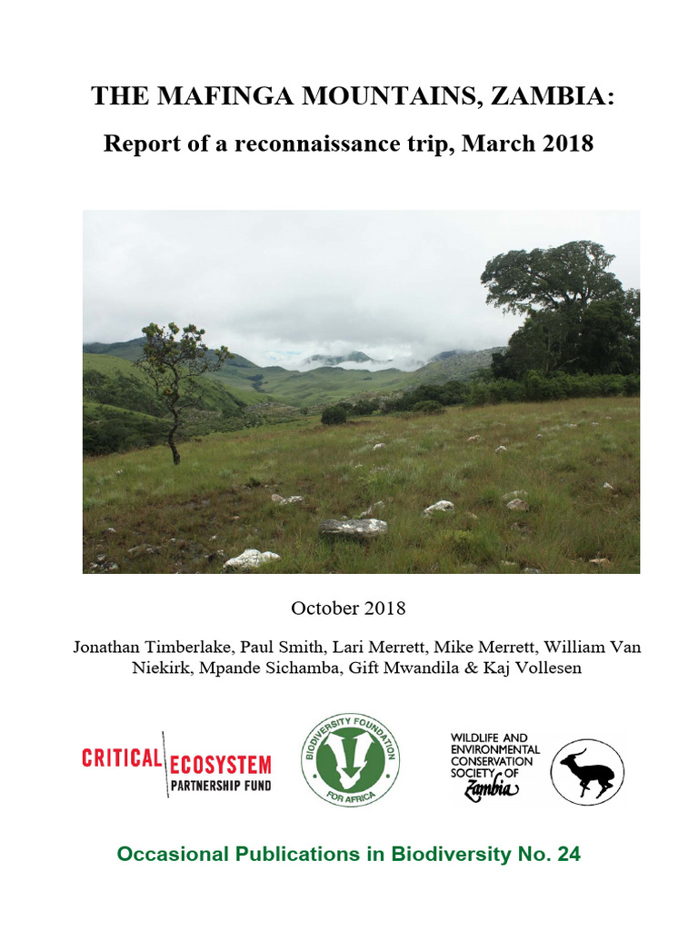 The Mafinga Mountains, Zambia:: Report of A Reconnaissance Trip, March ...