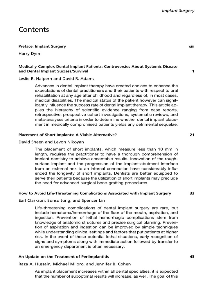 Contents - 2021 - Dental Clinics of North America | PDF | Dental ...